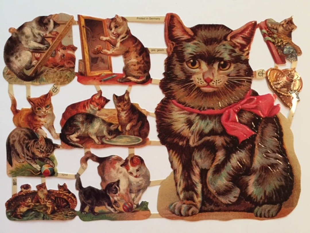 SCRAP RELIEFS CAT (1 Sheet) #7214 -large Brown Cat - Embossed Die Cuts ...