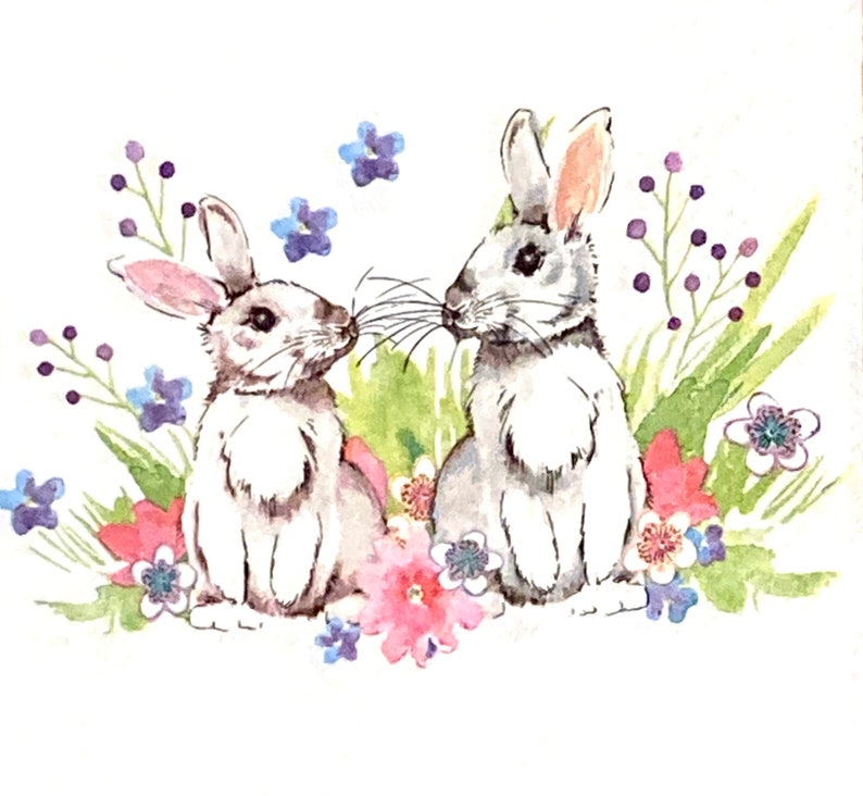 3 Decoupage Napkins Two White Rabbits 13 X 13 - Etsy