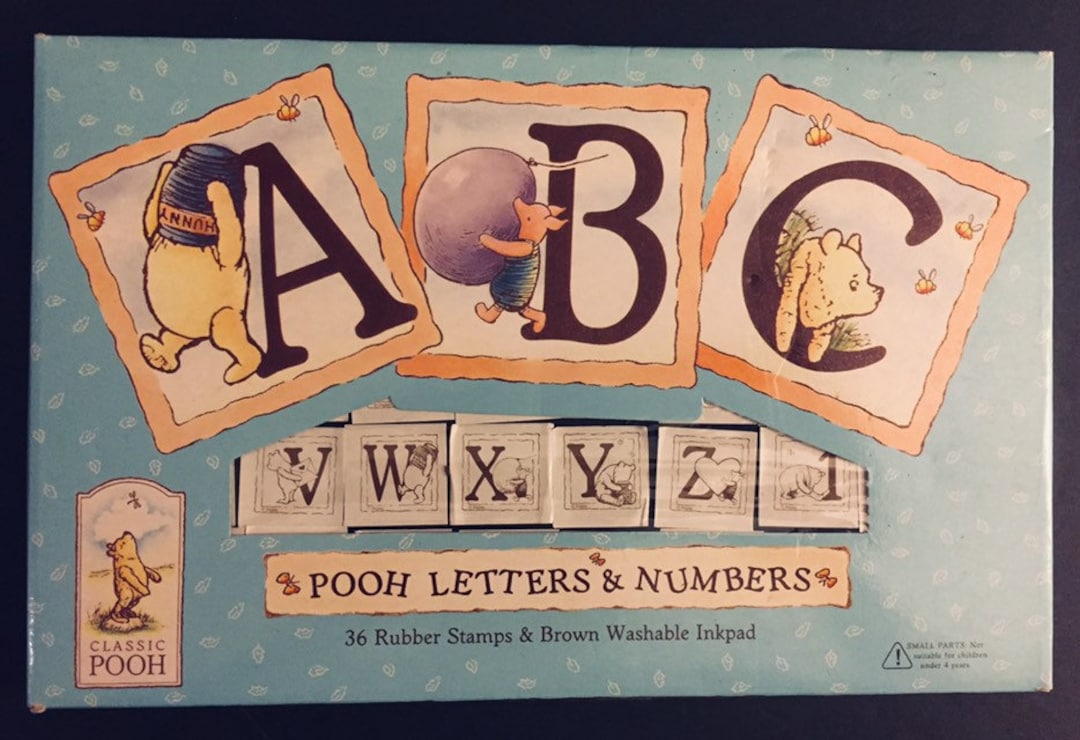 Classic Winnie the Pooh Alphabet 36 Rubber Stamp Set Pooh ABC Letters ...
