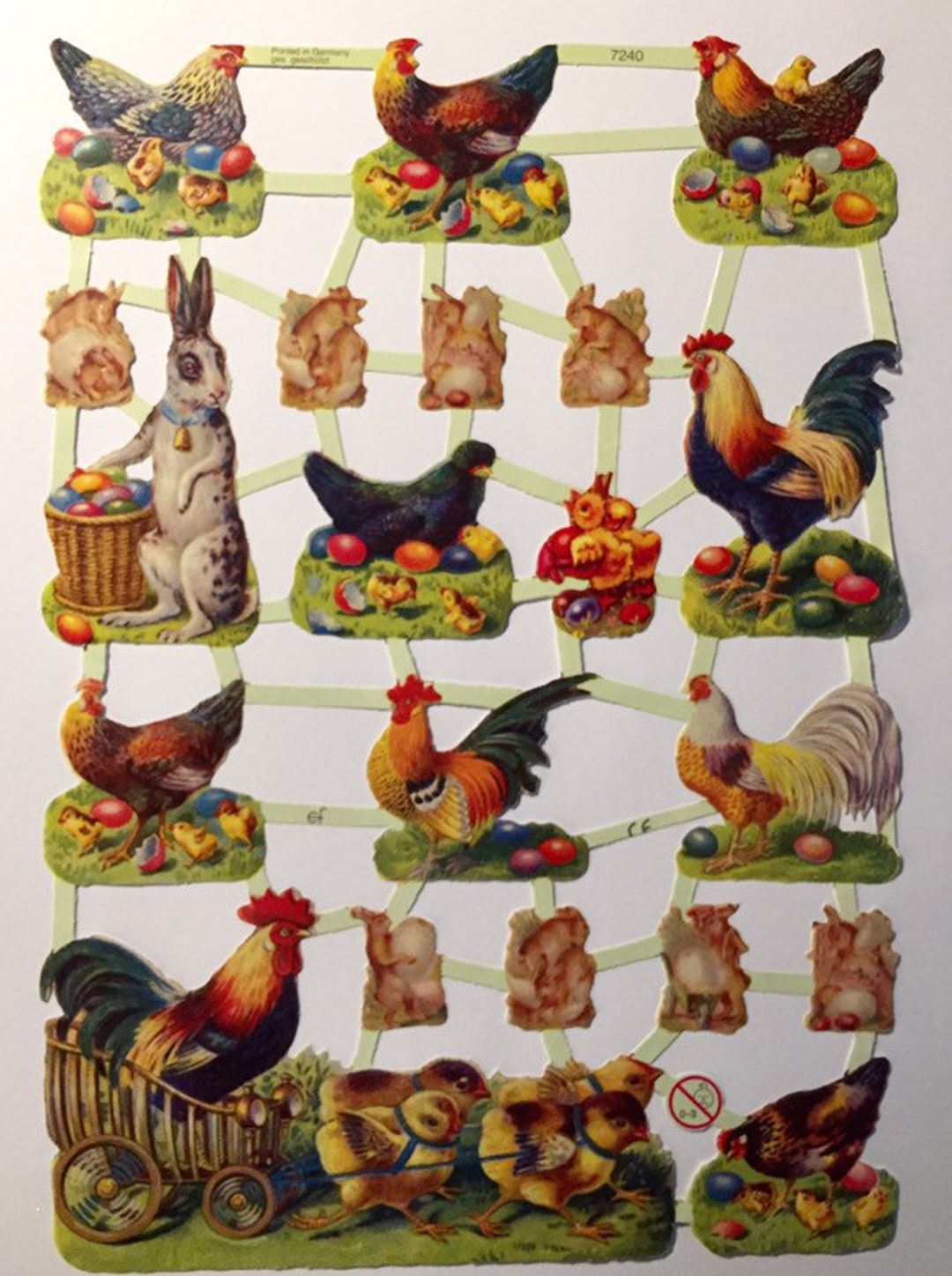 SCRAP RELIEFS Easter Chickens Glanzbilder (1 Sheet) #7240 Embossed Die ...