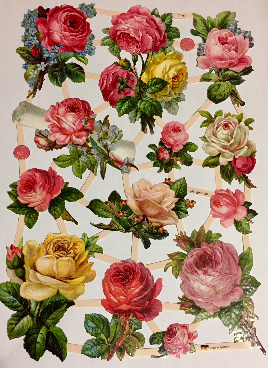 SCRAP RELIEFS Roses Flowers (1 Sheet) #7448 - Embossed Die Cuts - Made ...