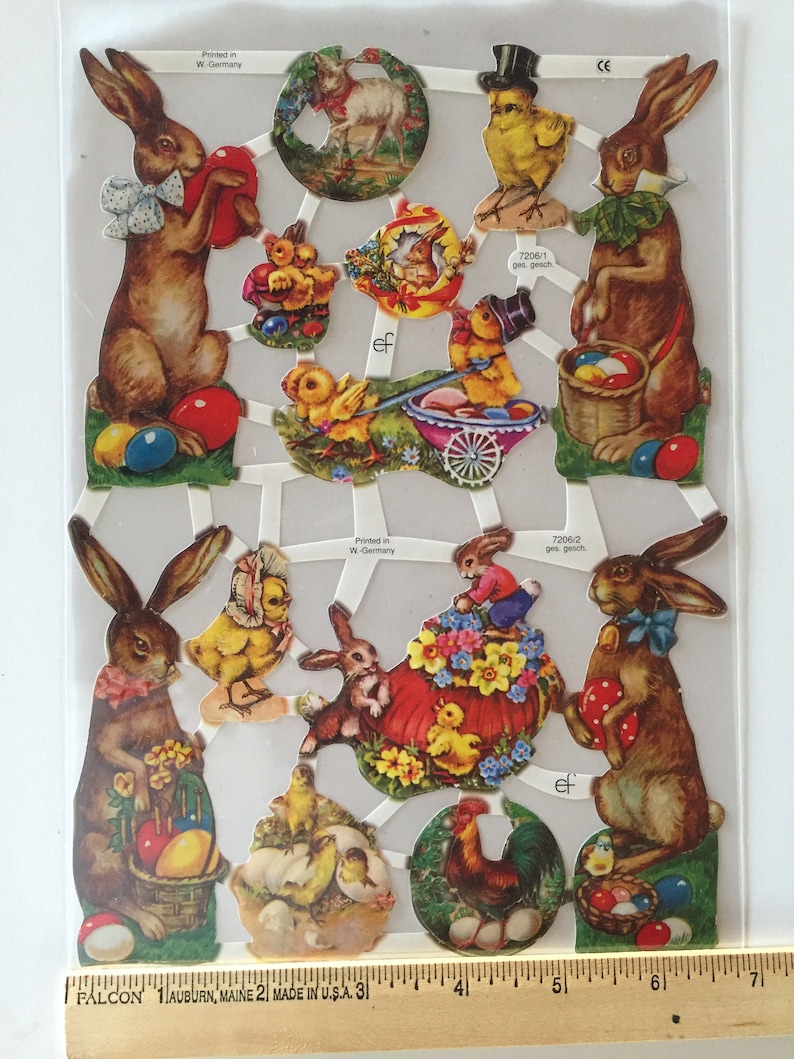 SCRAP RELIEFS Vintage Easter Rabbits Chicks Hats (1 Sheet) #7206 ...