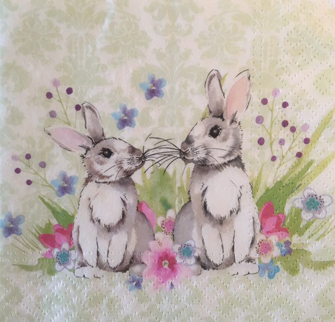 3 Decoupage Napkins Two White Rabbits 13 x 13 | Etsy