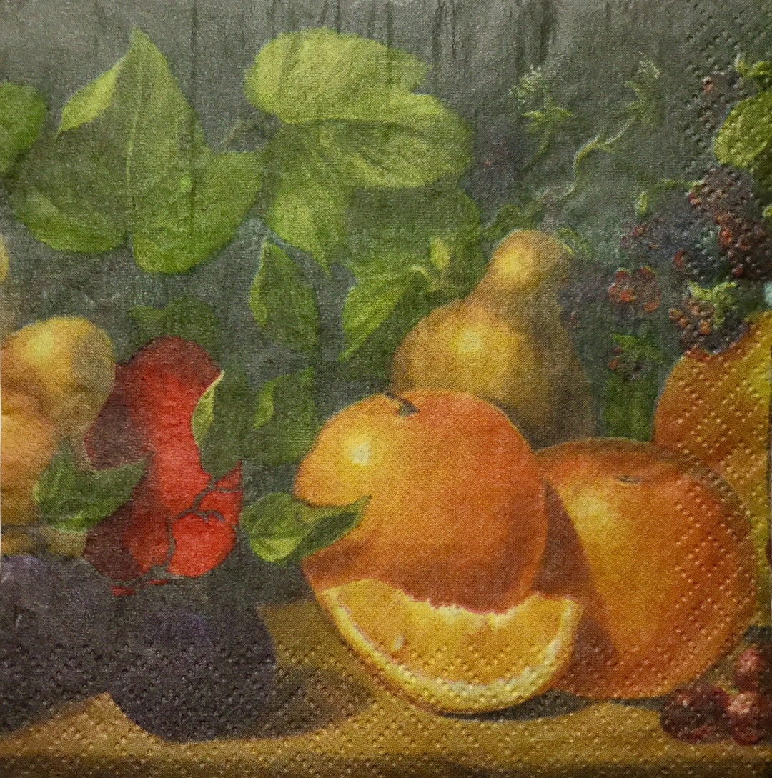 3 Decoupage Beverage Napkins, Dutch Painting Still-life Fruit 10" X 10 ...
