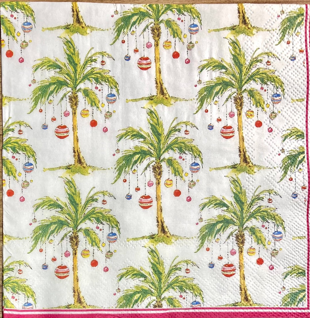 3 Decoupage Napkins, Palm Trees Christmas Ornaments 13 X 13 Unfolded - Etsy