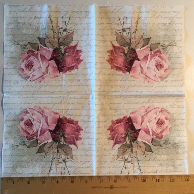 3 Decoupage Napkins Sagen Vintage Roses Portrait 13 X - Etsy