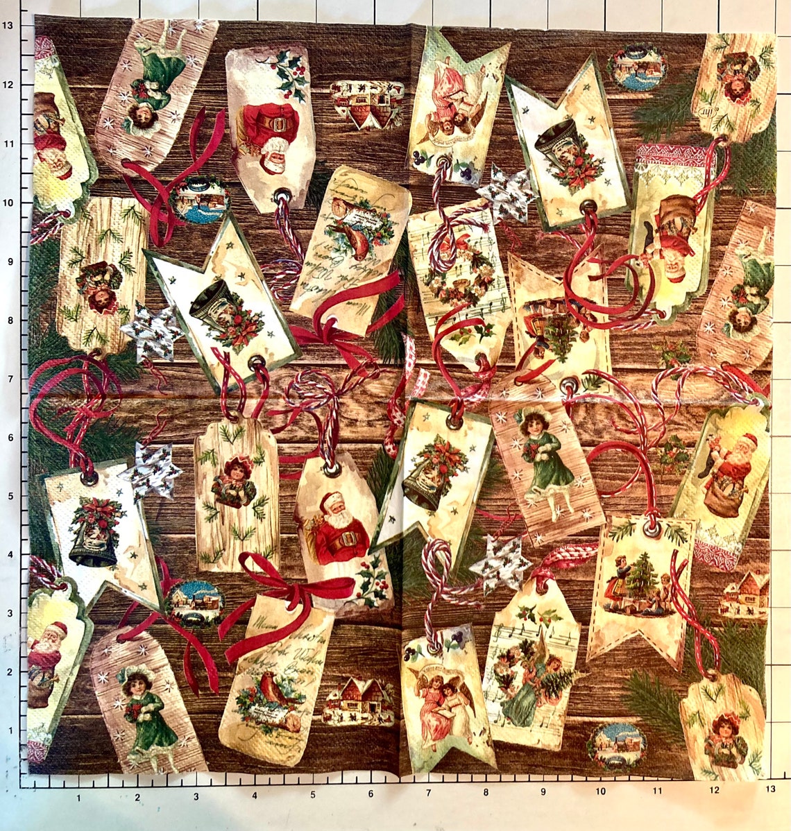 3 Decoupage Napkins Vintage Christmas Greetings Gift Tags - Etsy