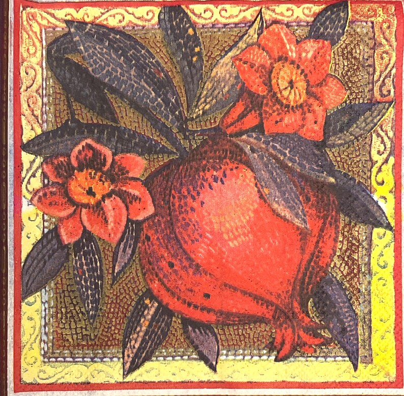3 Decoupage Napkins - Pears Oranges Pomegranates Grapes Fruits Mosaic ...