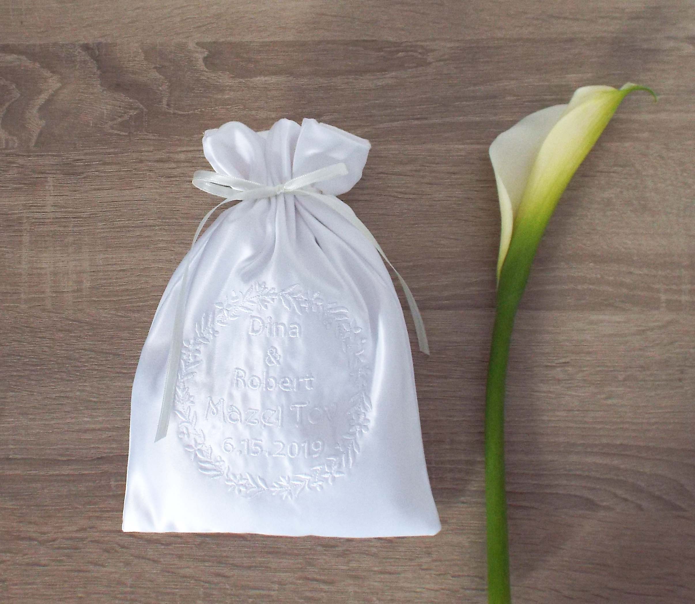 Satin Smash Bag,personalized,groom Glass Bag,jewish Wedding,embroidered ...