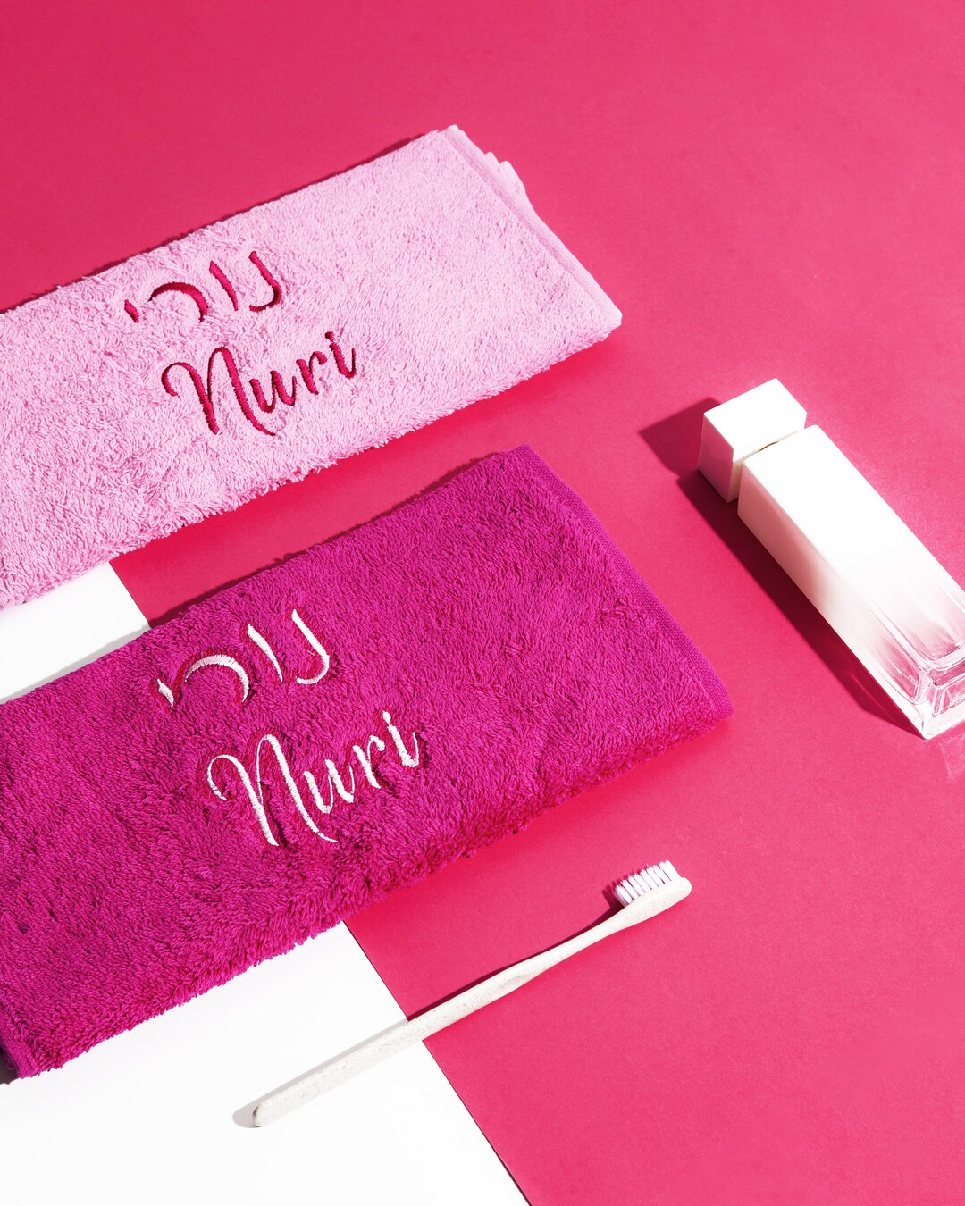 Jewish Baby Girl Name Gift Barbie Pink Embroidered Towels Personalized ...