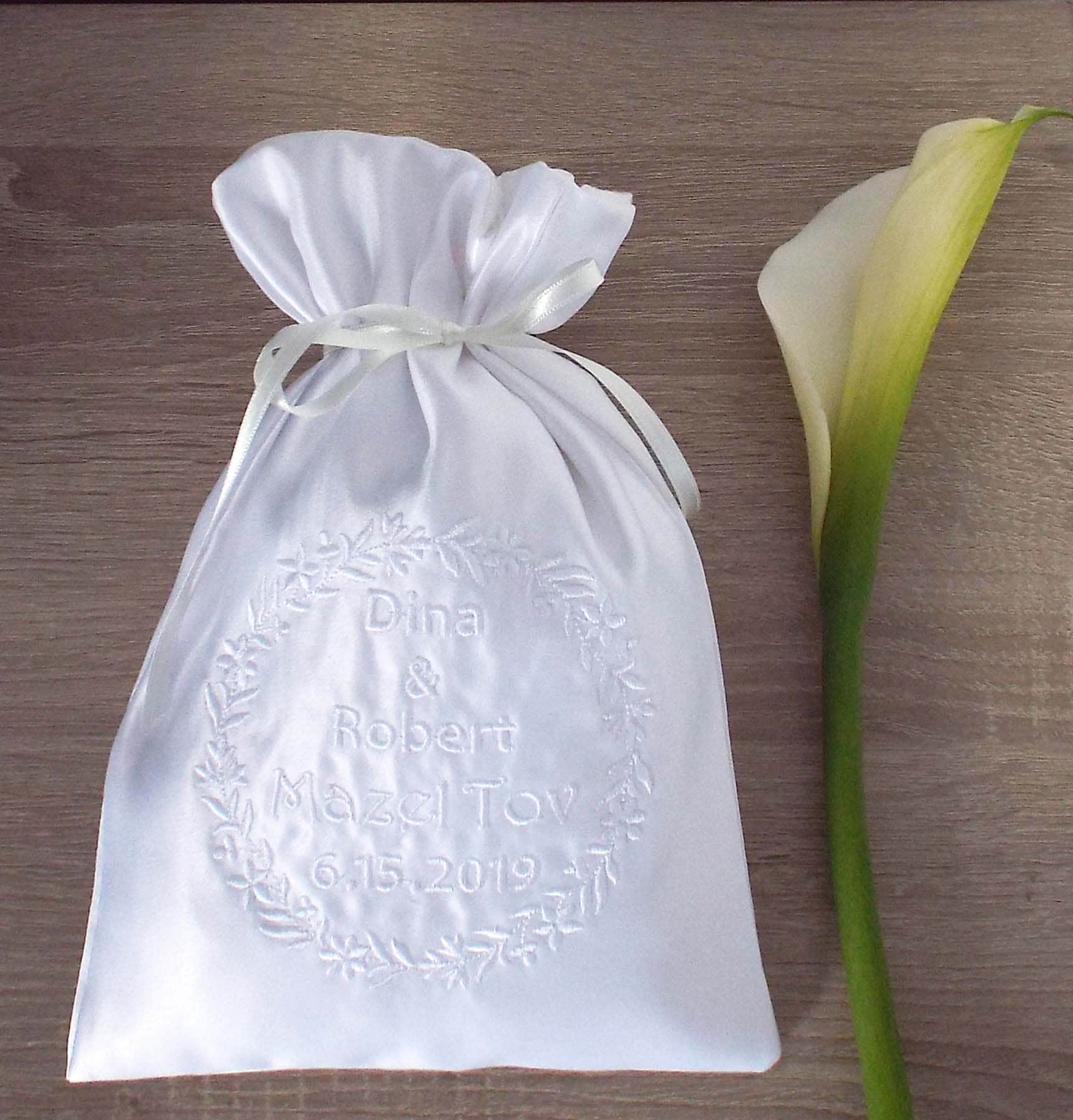 Satin Smash Bag,personalized,groom Glass Bag,jewish Wedding,embroidered ...