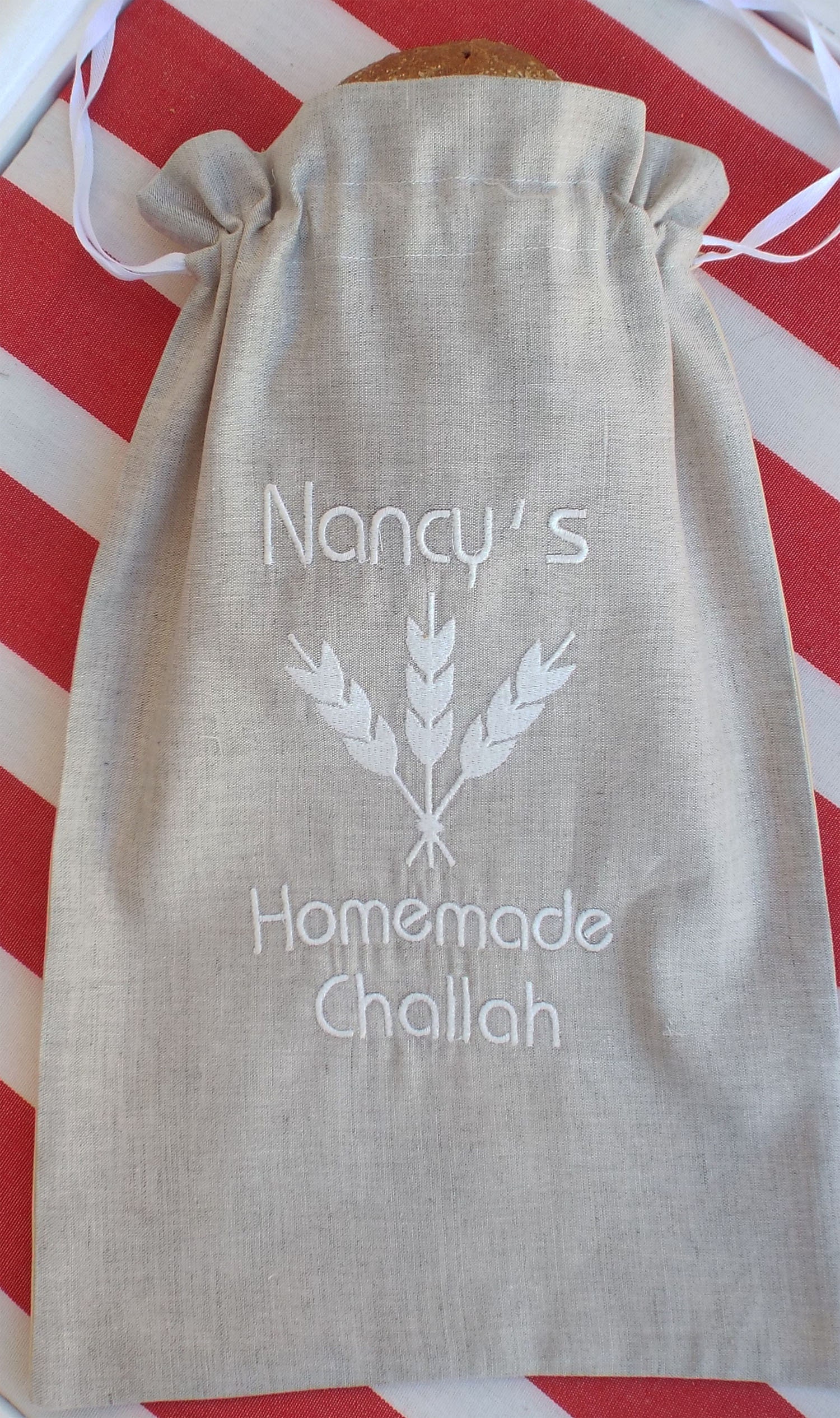 Personalized Challah Bag,jewish Mother's Gif, Personalized Linen Bread ...