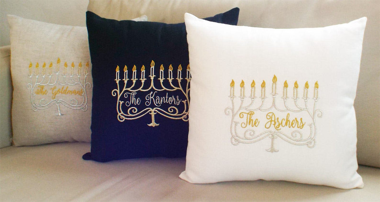 Personalized Menorah Pillow CoverHanuukah Family | Etsy