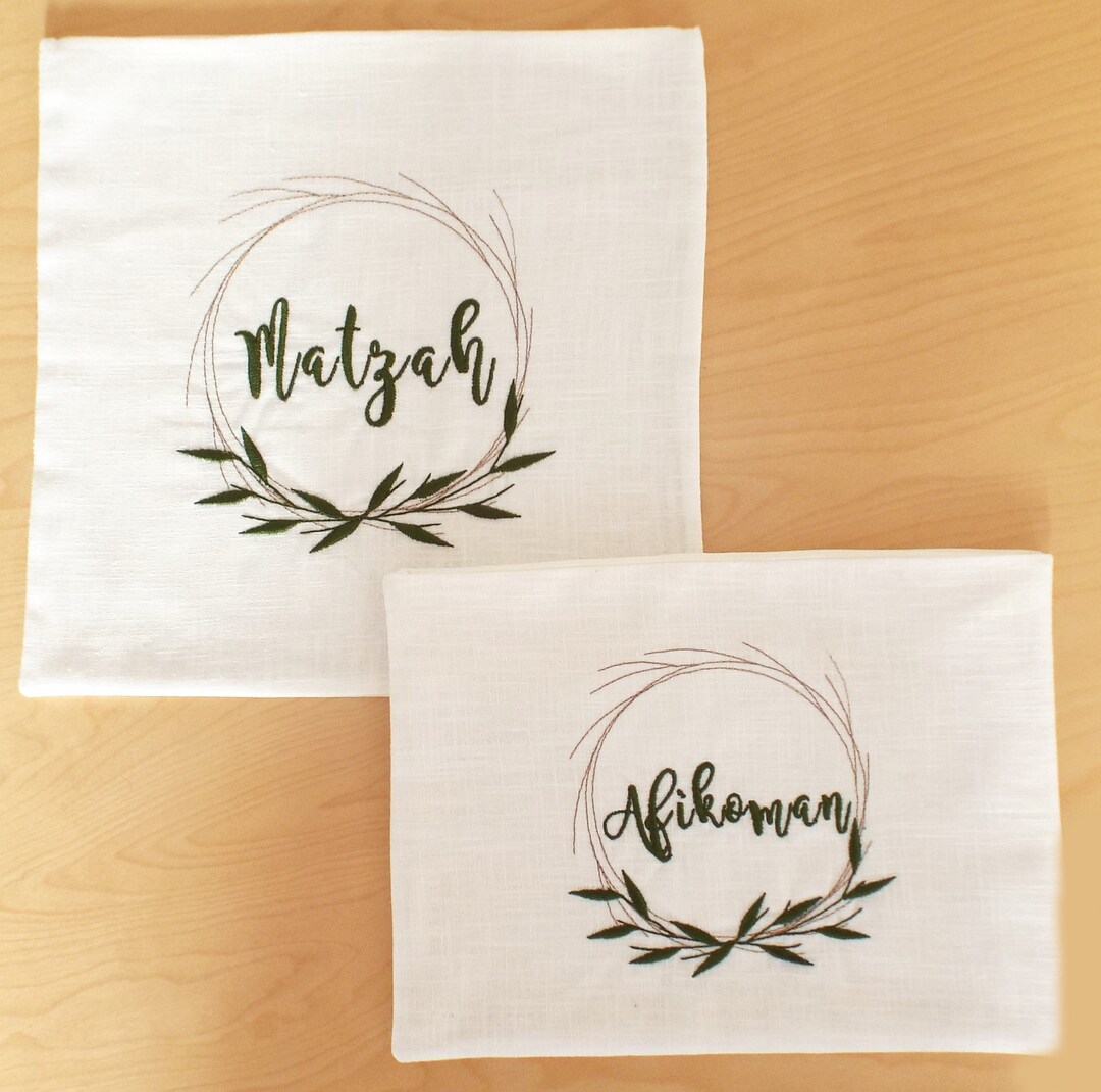 Passover Set Gift for Pesach Linen Matzah Cover and Afikoman Bag ...