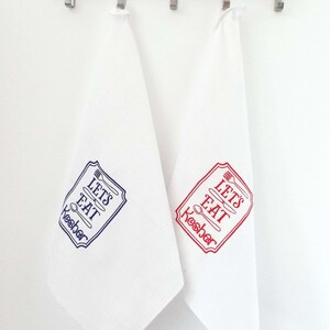 Milk Meat,kosher Tea Towels,hebrew Embroidery,blue and Red,chalav or ...