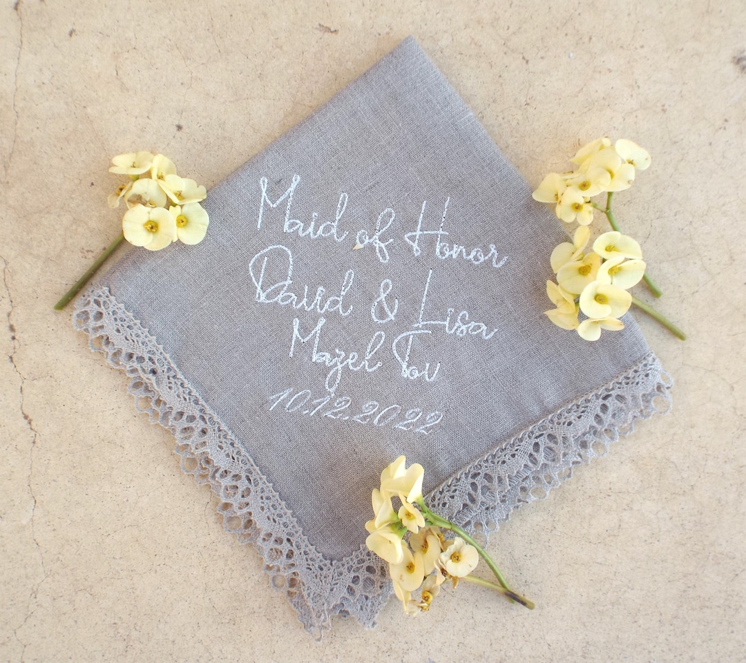 Jewish Wedding,maid of Honor Handkerchief, Natural Linen Handkerchief ...