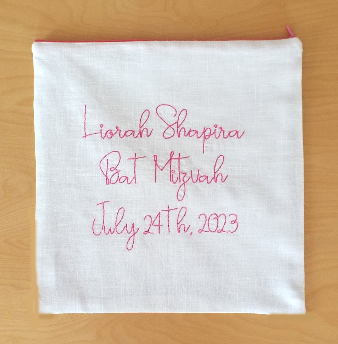 Pink Girl Tallit Bag for Bat Mitzva Gift Personalized White Talis Bag ...