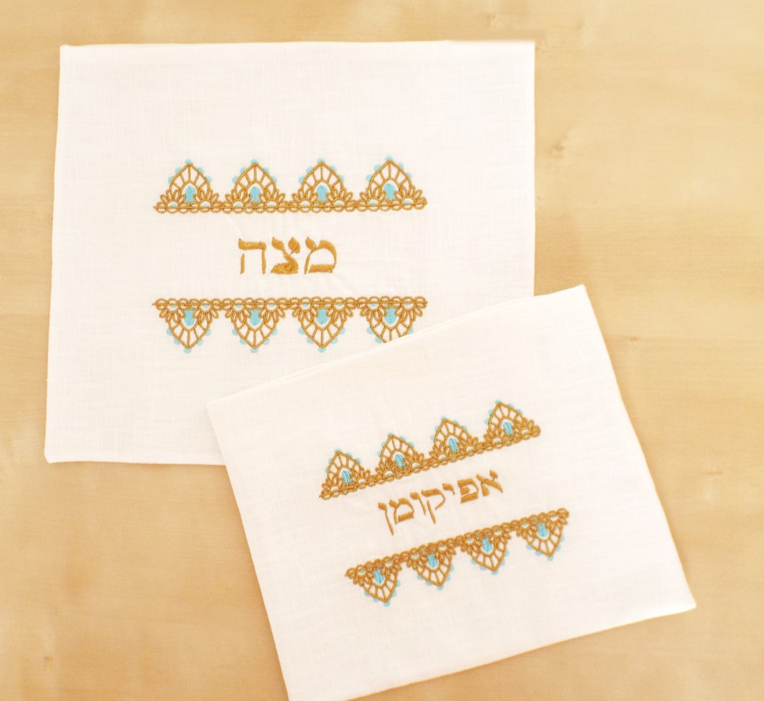Matzah Cover and Afikoman Bag Set,linen,pessach,passover Holiday,jewish ...