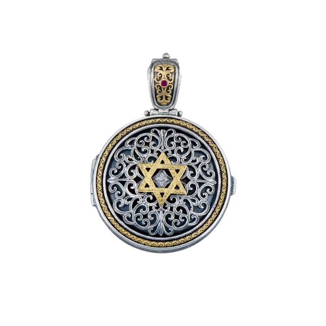 Star of David Locket Pendant in 18k Yellow Gold and Silver - Etsy