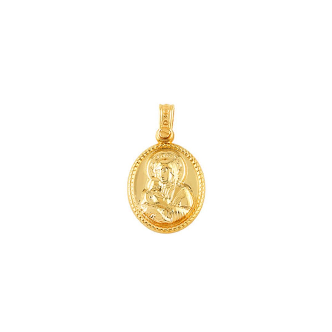Panagia_virgin Mary Pendant, Solid Gold 14k Coin Holy Theotokos, Mother ...