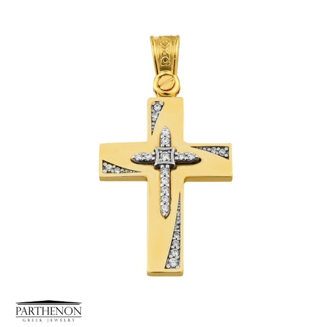 Parthenon Greek,byzantine Cross,handmade Cross,14k Solid Gold,godson ...