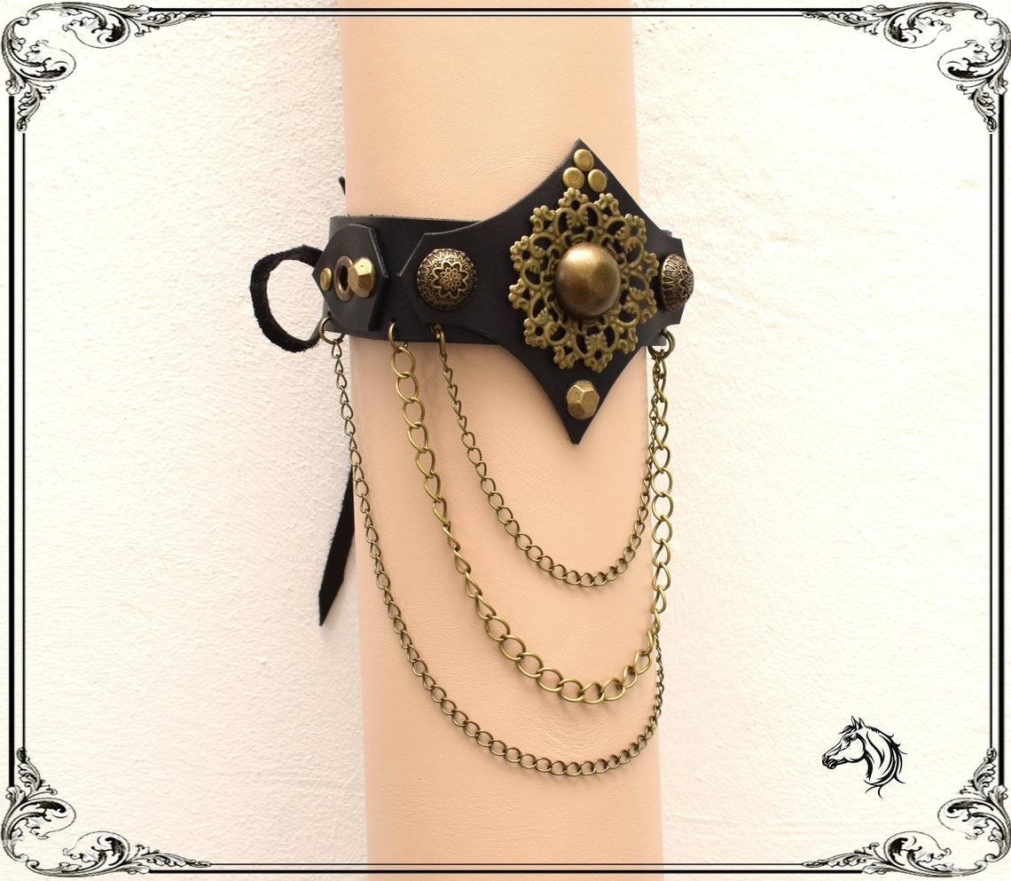 Warrior arm jewelry Leather armlet Medieval arm adornment | Etsy