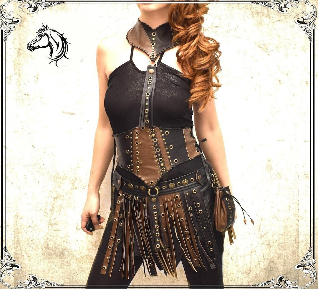 Goth Leather Gladiator Skirt, Black Studded Post-apocalyptic, Punk ...