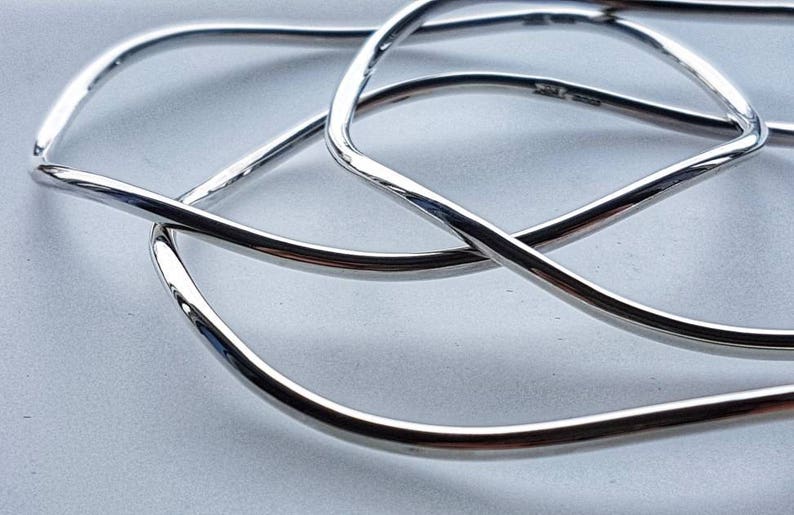 Solid Sterling Silver Gentle Wave Bangle, High Polish Finish - Etsy