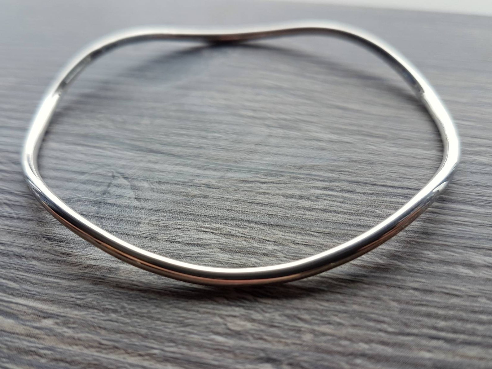 Solid Sterling Silver Gentle Wave Bangle, High Polish Finish - Etsy