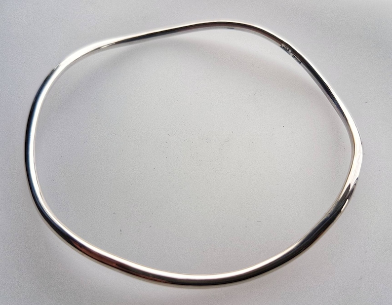 Solid Sterling Silver Gentle Wave Bangle, High Polish Finish - Etsy