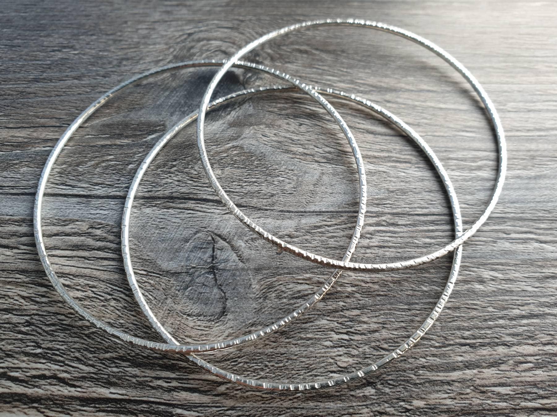 Silver Stacking Bangle, Textured Solid Sterling Silver Bangle - Etsy UK
