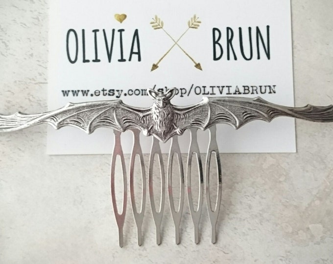 Large Bat Hair Comb Silver Bat Hair Comb Bat Hair Clip Hair - Etsy