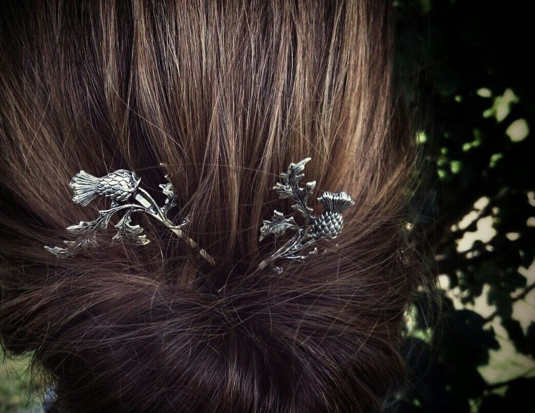 Silver Scottish Thistle Hair Pins Leaf Hair Bobby Pins Branch | Etsy