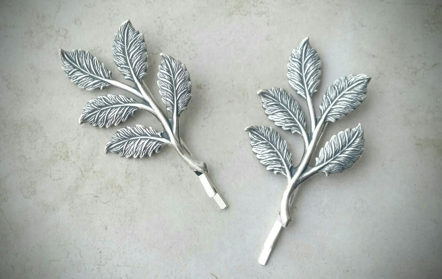 Silver Leaf Branch Bobby Pins Leaf Branch Hair Clips Grecian - Etsy