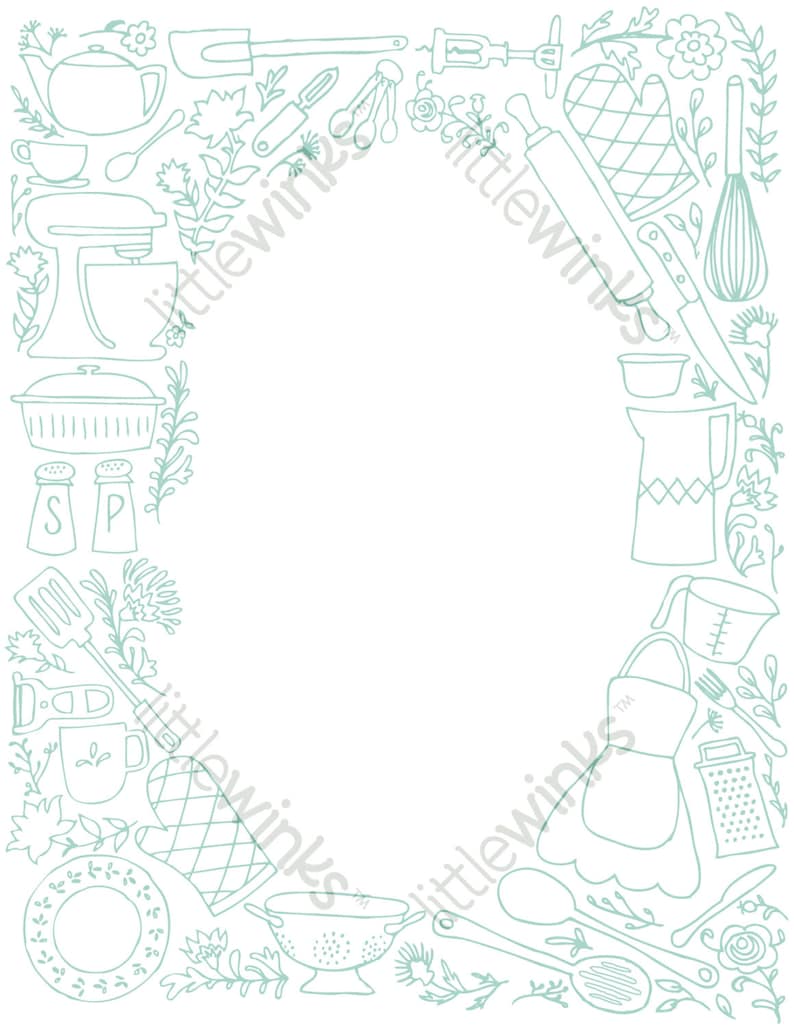 Hand Drawn Kitchen Utensil Border - Etsy
