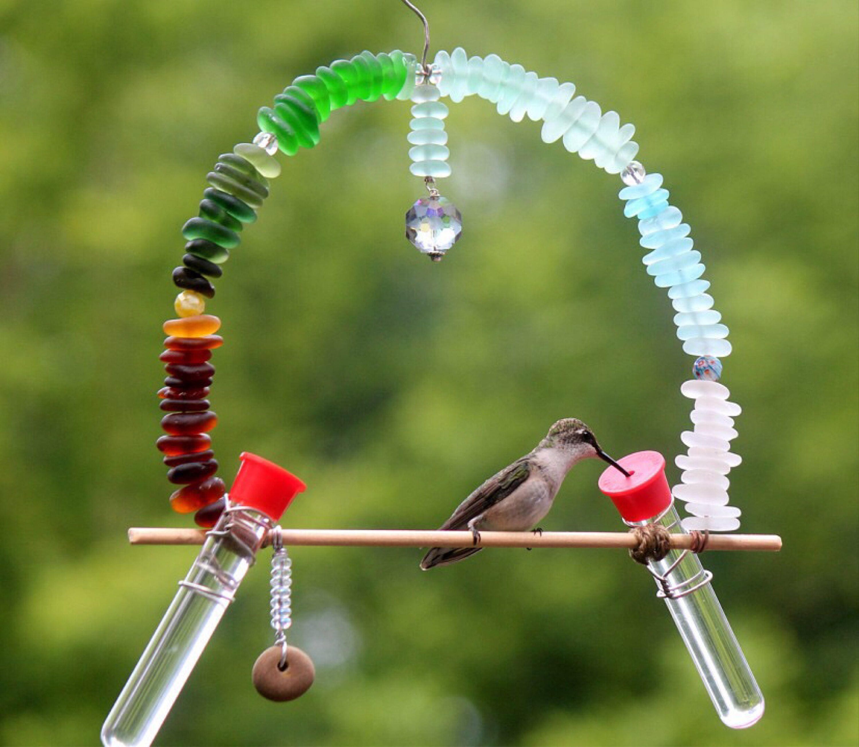 Sea Glass Hummingbird Swing, Crystal Accent - Etsy