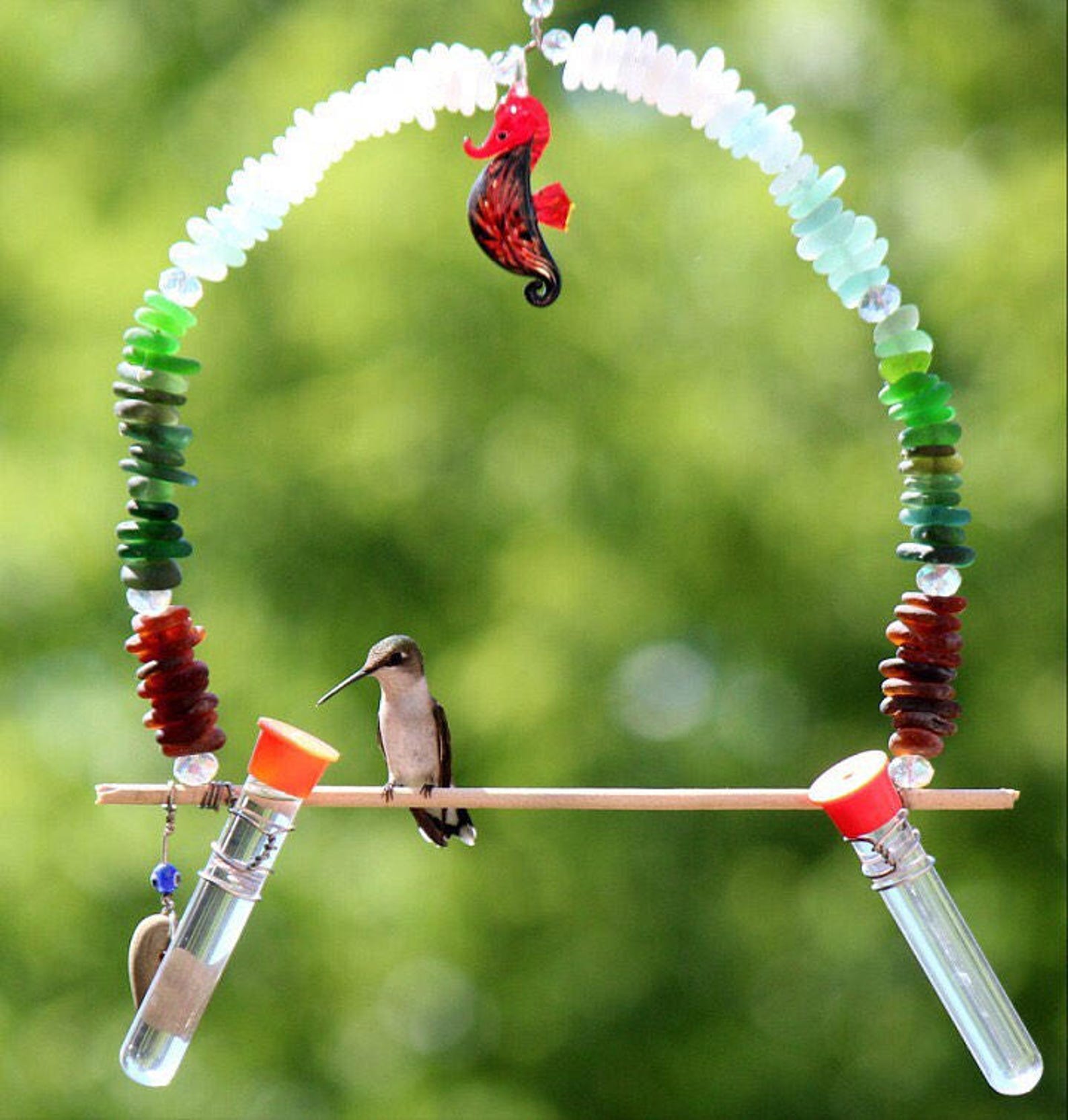 Sea Glass Hummingbird Swing / Hummingbird Swing With Feeder - Etsy