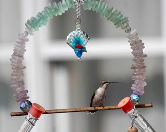 Sea Glass Hummingbird Swing / Hummingbird Swing With Feeder - Etsy