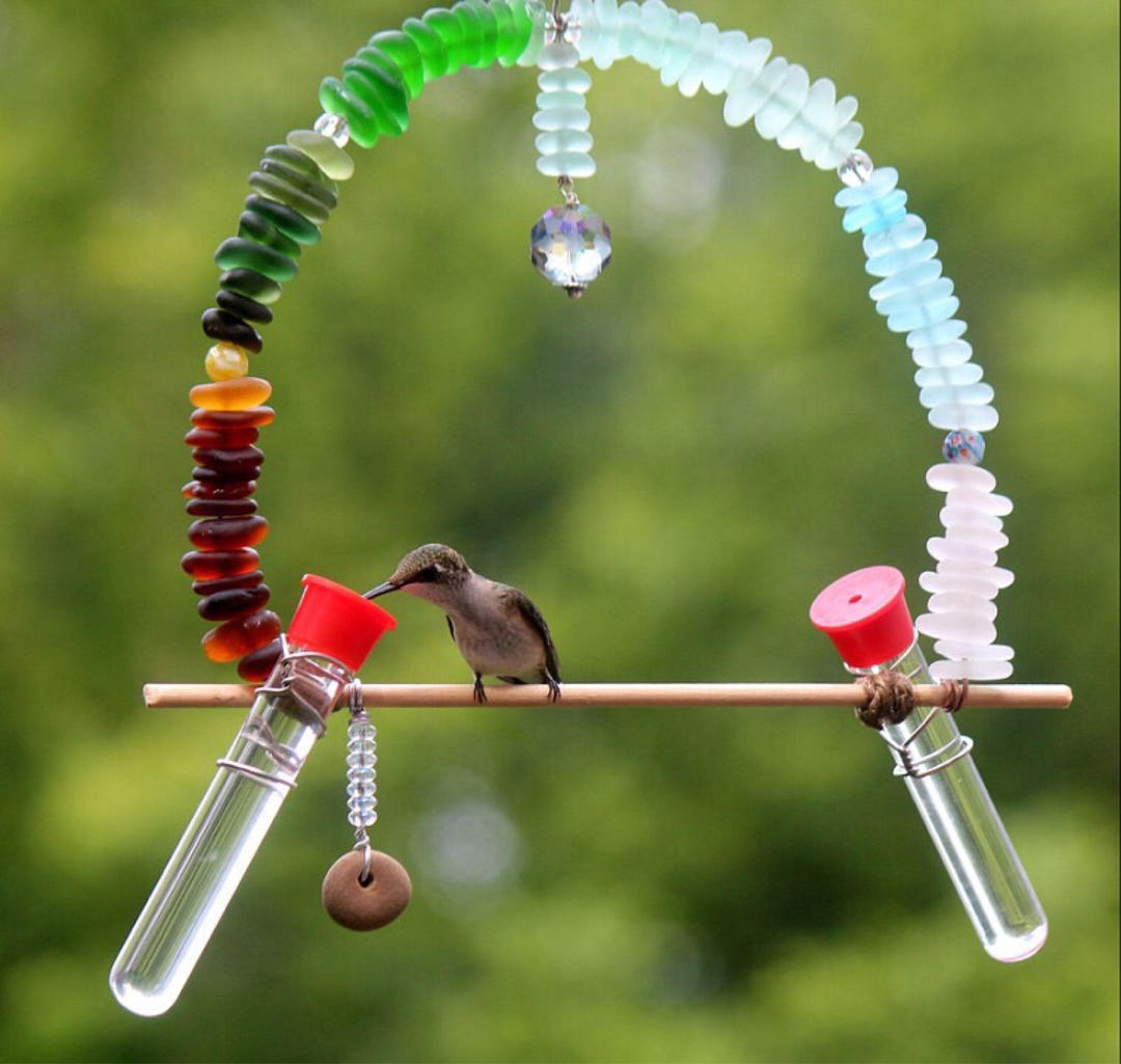 Sea Glass Hummingbird Swing / Hummingbird Swing With Feeder - Etsy