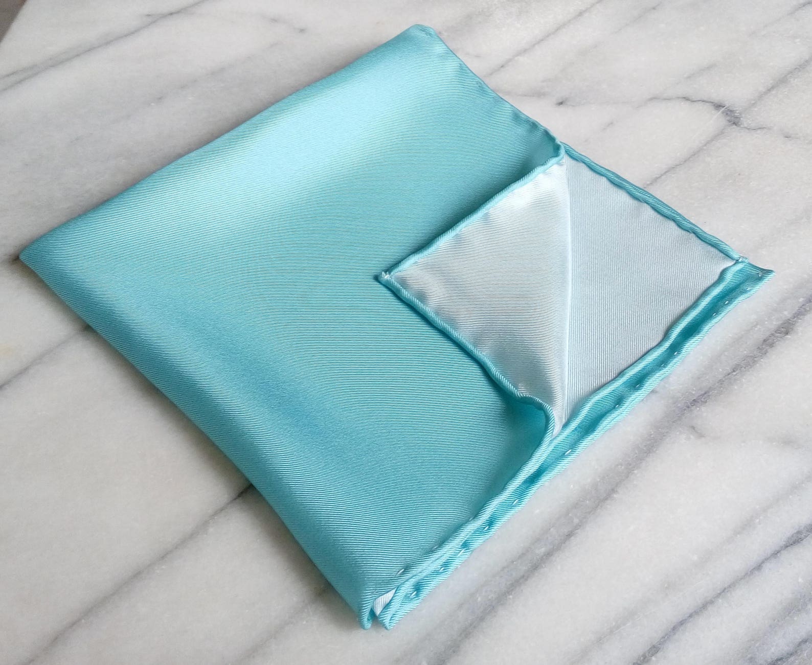 Silk Mens Pocket Square-handrolled 100% Silk Turquoise Pocket - Etsy