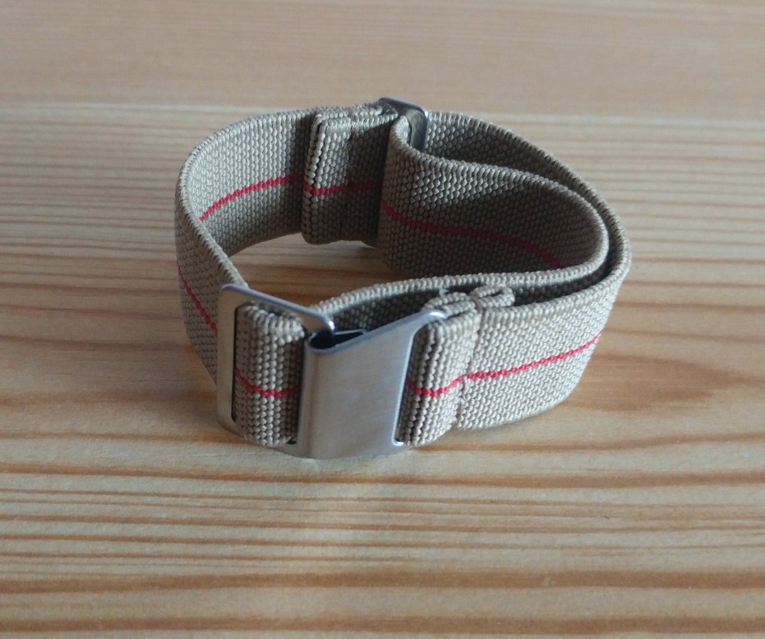 Elastic Nylon Watch Strap - Khaki Elastic Nylon Watch Band With Red ...