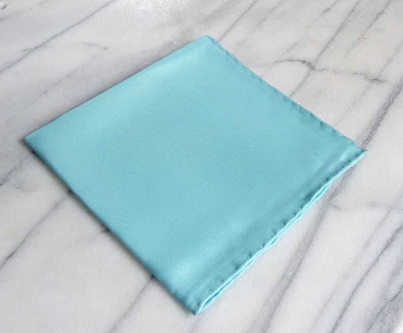 Silk Mens Pocket Square-handrolled 100% Silk Turquoise Pocket - Etsy