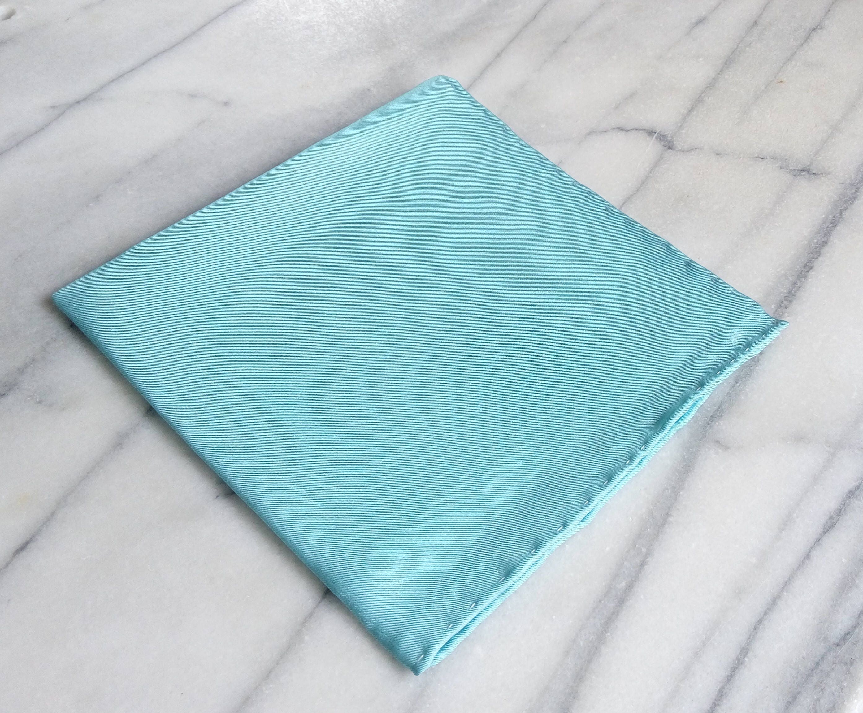 Silk Mens Pocket Square-Handrolled 100% Silk Turquoise Pocket | Etsy