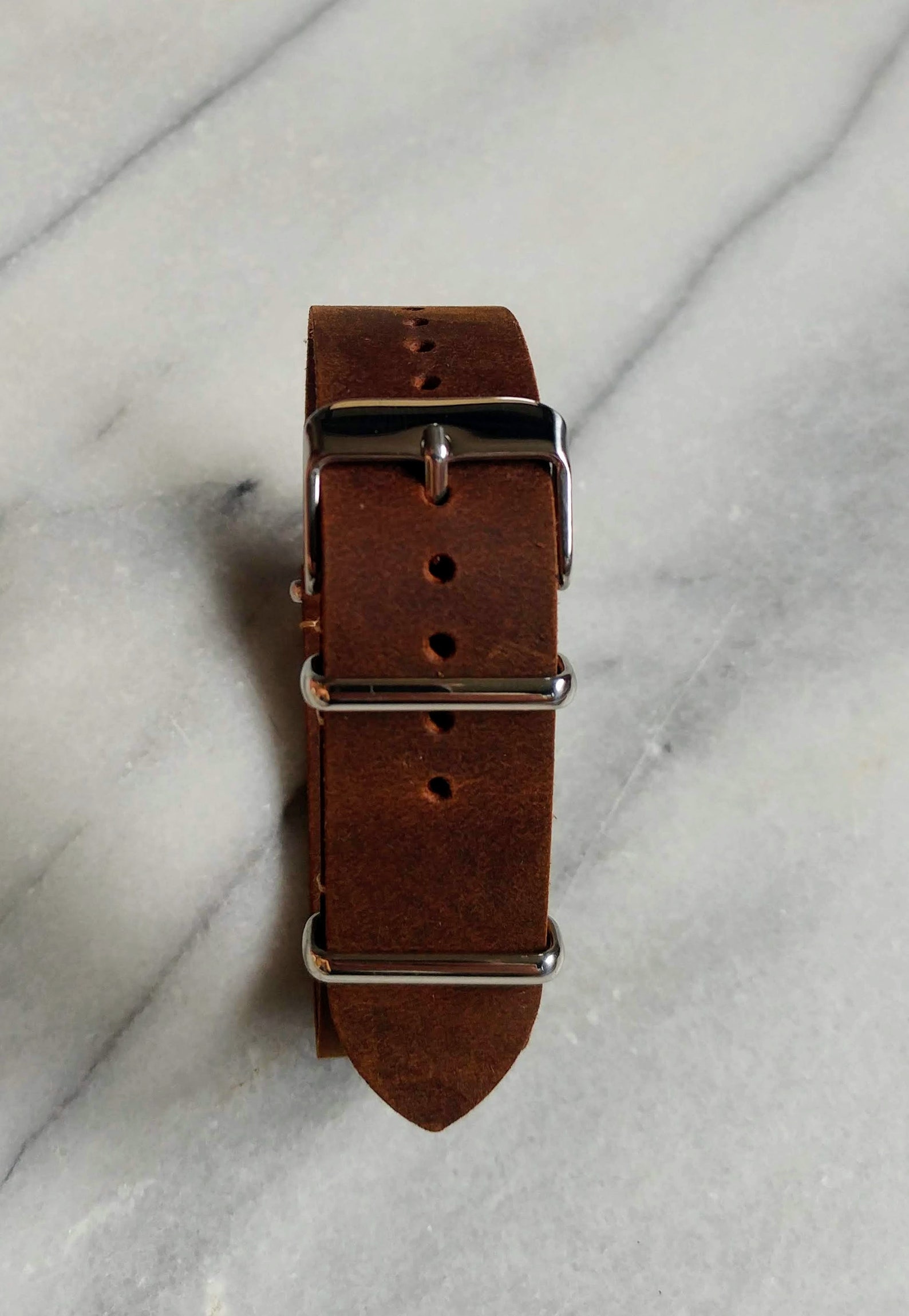 Brown Leather NATO Watch Strap Band-18mm 20mm 22mm-waxed Top Grain ...