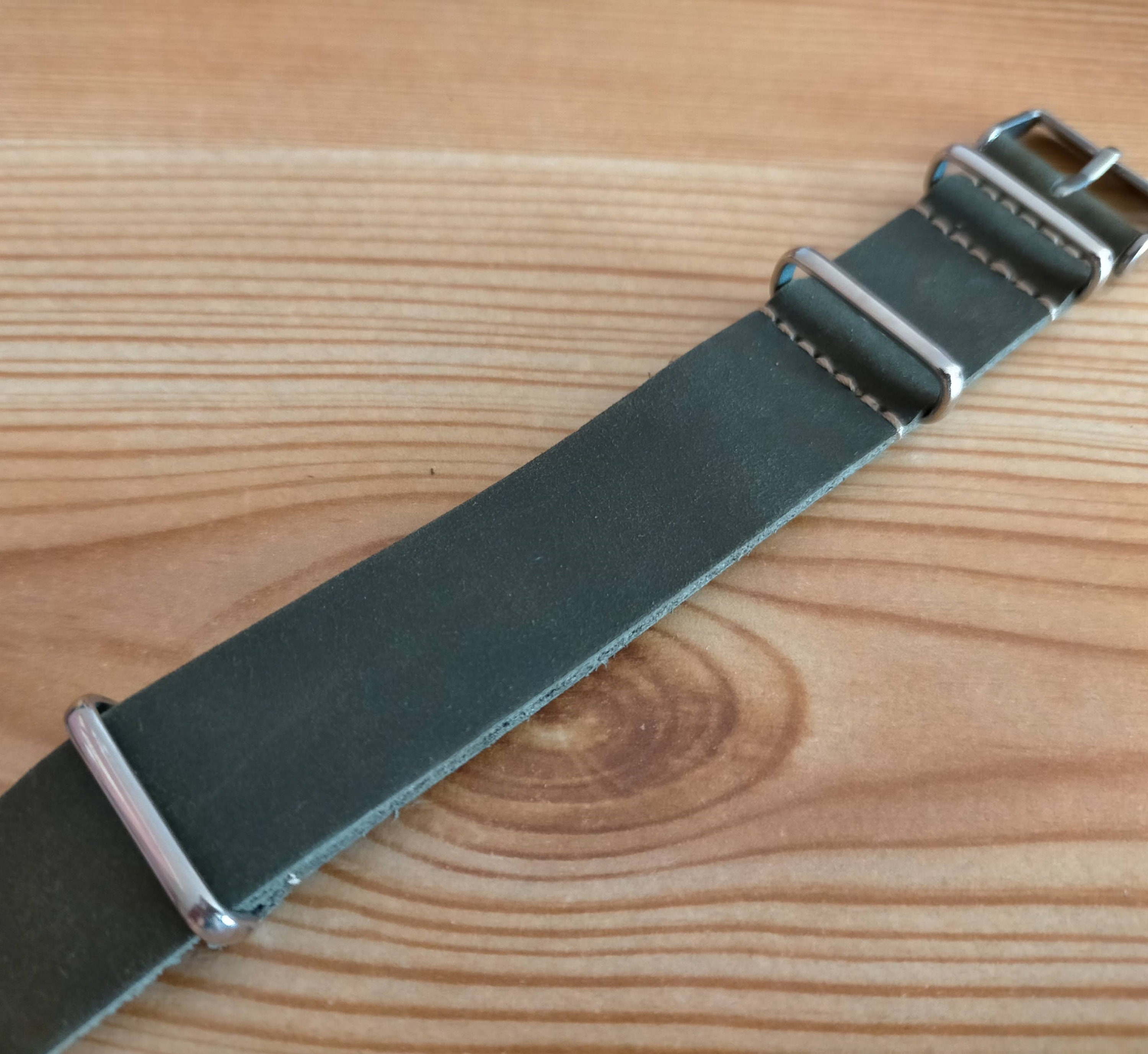 Leather NATO Watch Strap/watch Band Army Green Waxed Genuine - Etsy