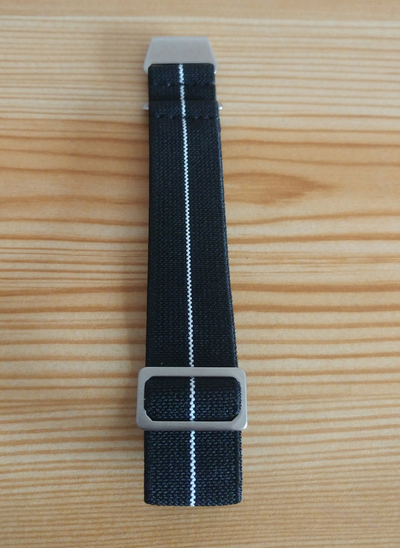 Elastic Nylon Watch Strap - Black Elastic Nylon Watch Band With White ...
