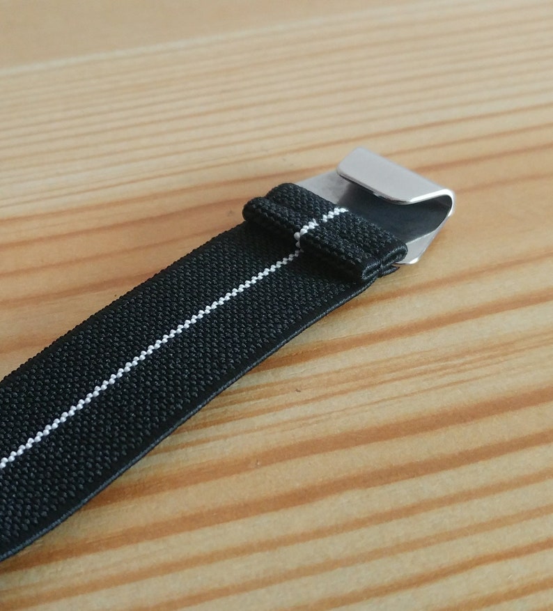 Elastic Nylon Watch Strap - Black Elastic Nylon Watch Band With White ...