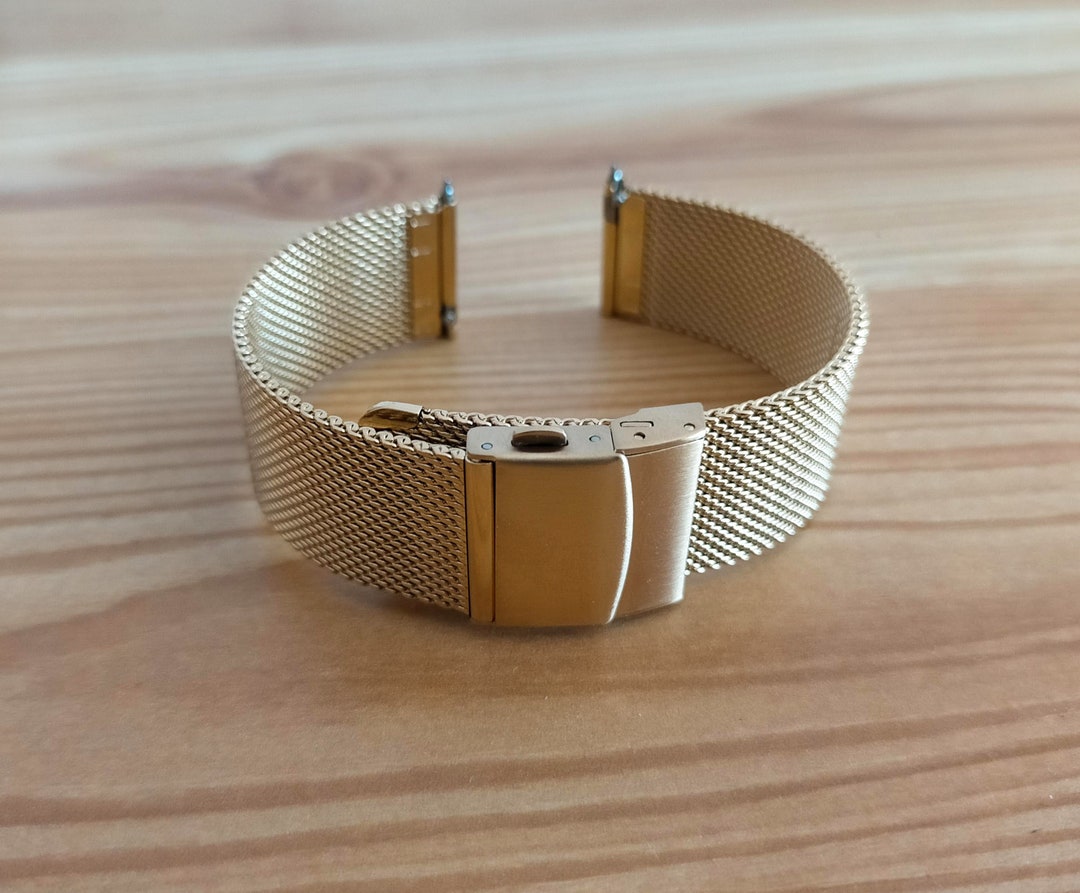 Yellow Gold Stainless Steel Milanese/mesh Watch Strap With Quick ...