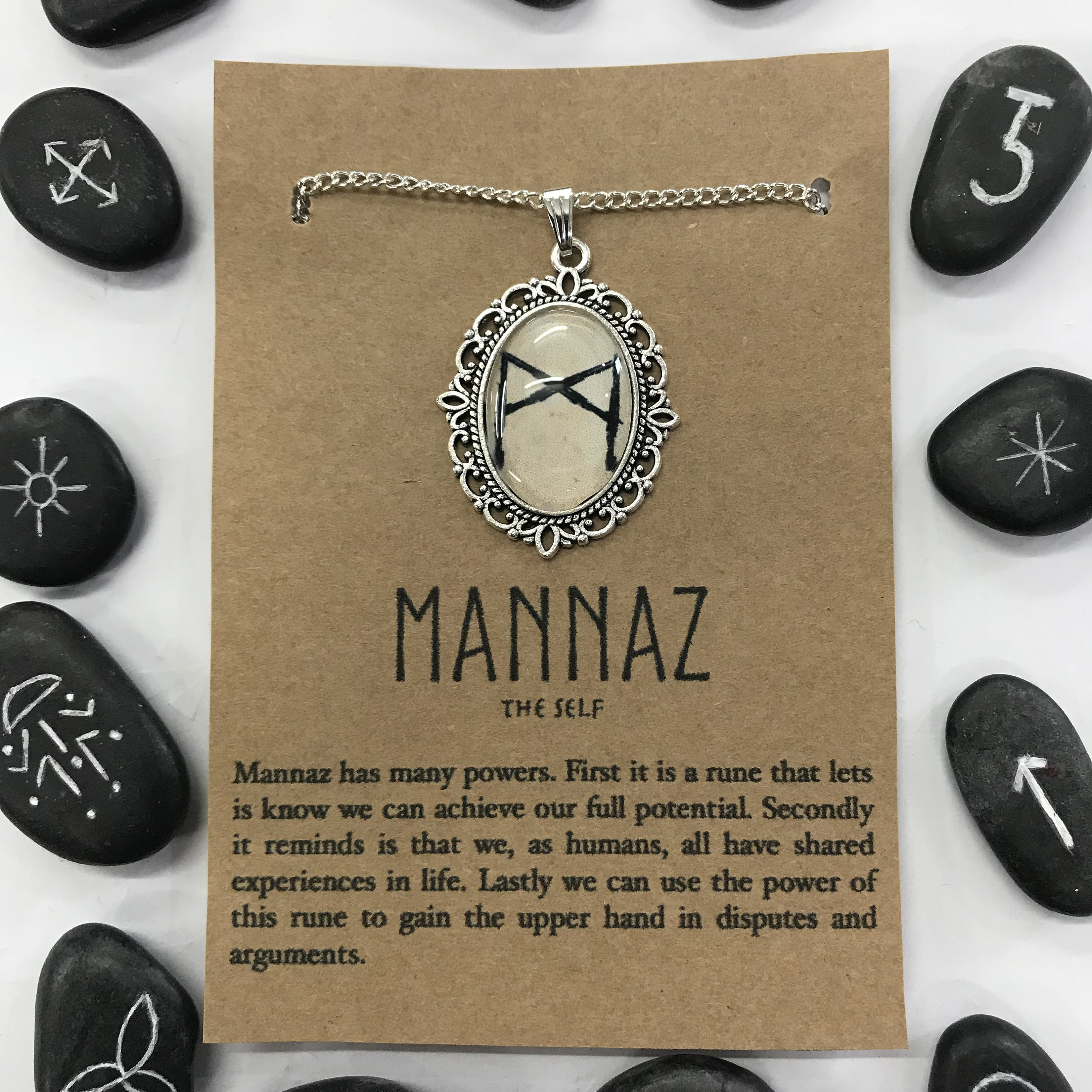 Mannaz. the Self. Viking Rune Necklace. Vintage Style Cameo | Etsy