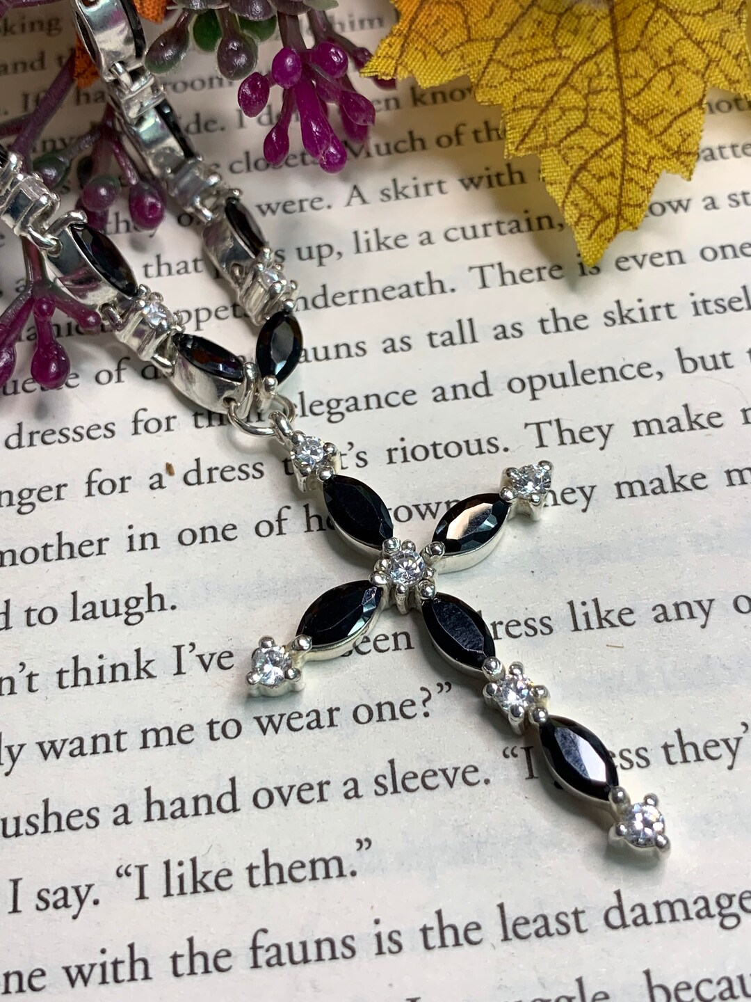 Vintage Stone Set Cross Necklace. Sterling Silver. - Etsy